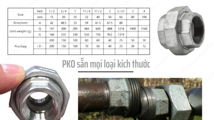 Rắc co kẽm - thép tráng kẽm | DN15 - DN65 | Sẵn hàng